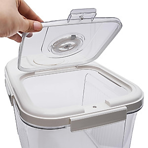 ZXTINGSHOP Food Containers, Plastic Grain Storage Container with Lid and Timer, Food Storage Bins Airtight Kitchen Storage Containers with Measuring Cup (white-L)