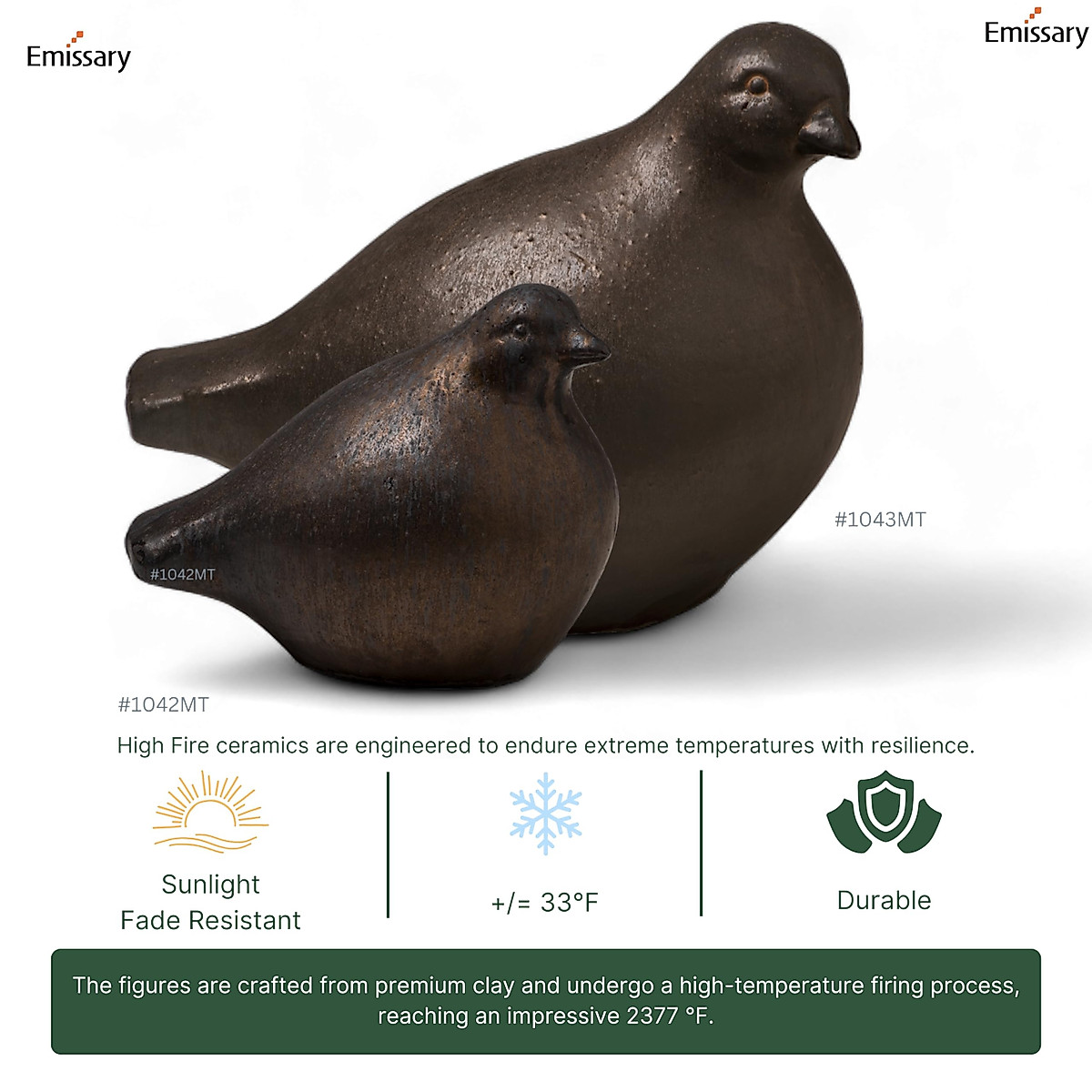 Emissary Metallic Quail, 10" H