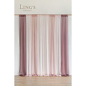 Ling's Moment Ribbon Backdrop Curtains 50% Transparency 10ft x 10ft Chiffon Like Fabric for Wedding Arch Ceremony Reception Decoration - Chic Dusty Rose