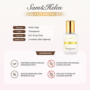 Eyelash Extension Primer Lash Cleanser, Protein Oil Remover, Longer Adhesive Bonding Power Retention, Semi-Permanent Lash Extensions Supplies 15ml by Sam&Helen