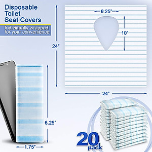 20 Extra Large, Individually Wrapped Disposable Toilet Seat Covers - Water Proof Potty Cover for Adults, Kids, Toddlers - Easy to Use, Nonslip Toilet Covers Disposable for Travel and Public Restrooms