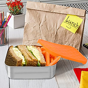 Hosercap Stainless Steel Lunch Snack Containers for Kids - Leak Proof 304 Stainless Steel Food Containers with Silicone Lids Metal Lunch Box Containers for Toddlers Kids (25oz+8oz*2, Set of 3)