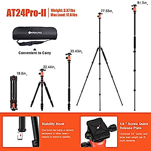 [Upgrade Version] GEEKOTO 77'' Tripod, Aluminum Camera Tripod Monopod, Foldable DSLR Tripod for Travel, Compact Tripod with 360 Panorama Ball Head Quick Release Plate for Travel and Work
