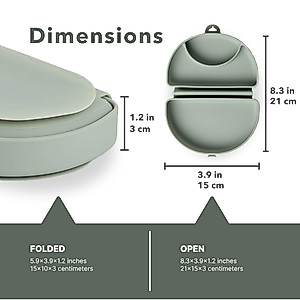Miniware Silifold - Silicone Baby Plate - Compact & Foldable Baby Travel Essential to Promote Self-Feeding - Food Grade Silicone Baby Plates & Toddler Plates - BPA Free Baby Essentials (Sage)