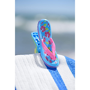 O2COOL Bocaclips - Beach Towel Clips for Beach Chairs, Patio and Pool Accessories Clothes Pins or Bag Clips - (Flip Flop) 4 Clips