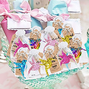 CiciBear 60 Pack Double-Deck Hummingbird Sequin Keychain Set with 20 Hummingbird Keychains, 20 Thank You Tags and 20 Bags for Hawaiian Tropical Party Favor, Kids and Birthday, Baby Shower, 5 Colors