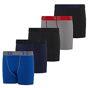 5 Pack:Youth Boys Compression Shorts Performance Boxer Briefs Athletic Spandex Underwear Base Layer Basketball Biker Sports Active Soccer Training Football Sports Gym Teen Running-Set 4, XL (14/16)