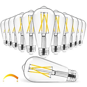 Hizashi Vintage LED Edison Bulb Dimmable, 6W Equivalent 60W, 3000k Soft White, E26 Base Led Light Bulbs, 700LM, High CRI 95+ Eye Protection, Clear Glass, Pack of 12