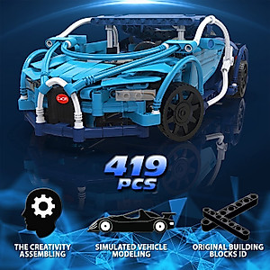 Toti Royal Stem Building Toys for Boys Age 8-12- 419PCS Stem Remote Control Car Building Kit for Kids & Adult - Model Car Kits to Build for Kids 9-12 Great Remote Control Toy Gift for Your Kids (Blue)