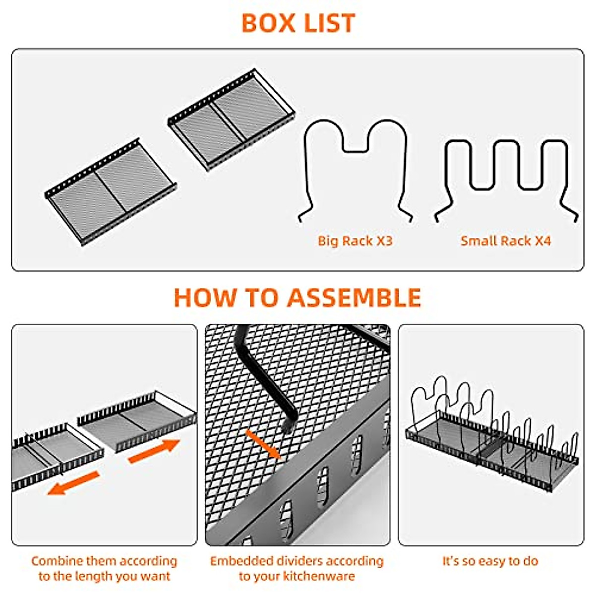 YUANNING Pot and Pan Organizer for Cabinet,Pots and Pans Organizer,Cutting Board Organizer,Pot Lid Organizer Rack,Cookware Cookie Sheet Dish Baking Sheet Lid Holder Kitchen Cabinet Organizer