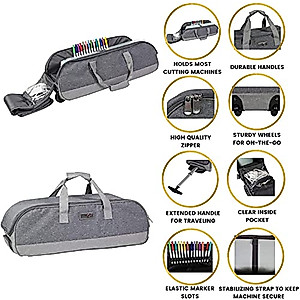 Everything Mary Rolling Craft Tote for Cricut, Brother, Silhouette Machines, Grey Heather - Machine Carrying Storage Bag for Air, Maker, Explore, Cameo - Travel Carry Case for Vinyl & Accessories