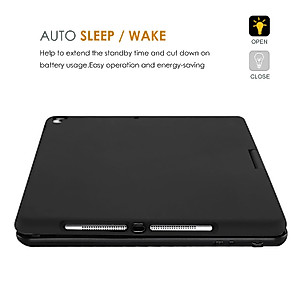ProCase Keyboard Case for iPad 9.7 2018/2017 (Old Model), 360 Degree Rotation Swivel Cover Case with Wireless Keyboard for iPad 9.7 Inch 6th / 5th Gen/iPad Pro 9.7 2016, iPad Air 2/iPad Air 1-Black