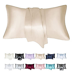 Fatapaese Satin Pillow Covers, 20x30 inches Champagne Soft Satin Pillowcases for Hair and Skin, Silky Satin Pillowcase Set of 2 with Envelope Closure