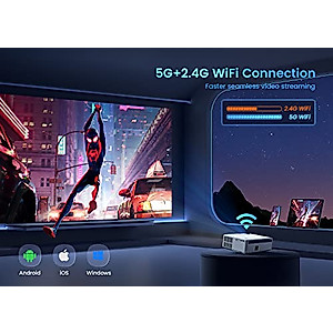 4K Projector with 5G WiFi and Bluetooth, ACROJOY 480 ANSI 15000L Native 1080P Projector 4K Support, Portable Mini Projector with 120'' Screen for Outdoor Movie Home Compatible w/HDMI/USB/TV Stick/PS5