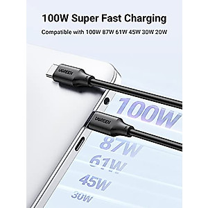 UGREEN 100W USB C Cable 3-Pack 5A Fast Charging Compatible with MacBook Pro 2022, iPad Pro 2022, iPad Air 5, Galaxy S23/S22 Ultra, Pixel, PS5, Switch, etc. 6.6FT