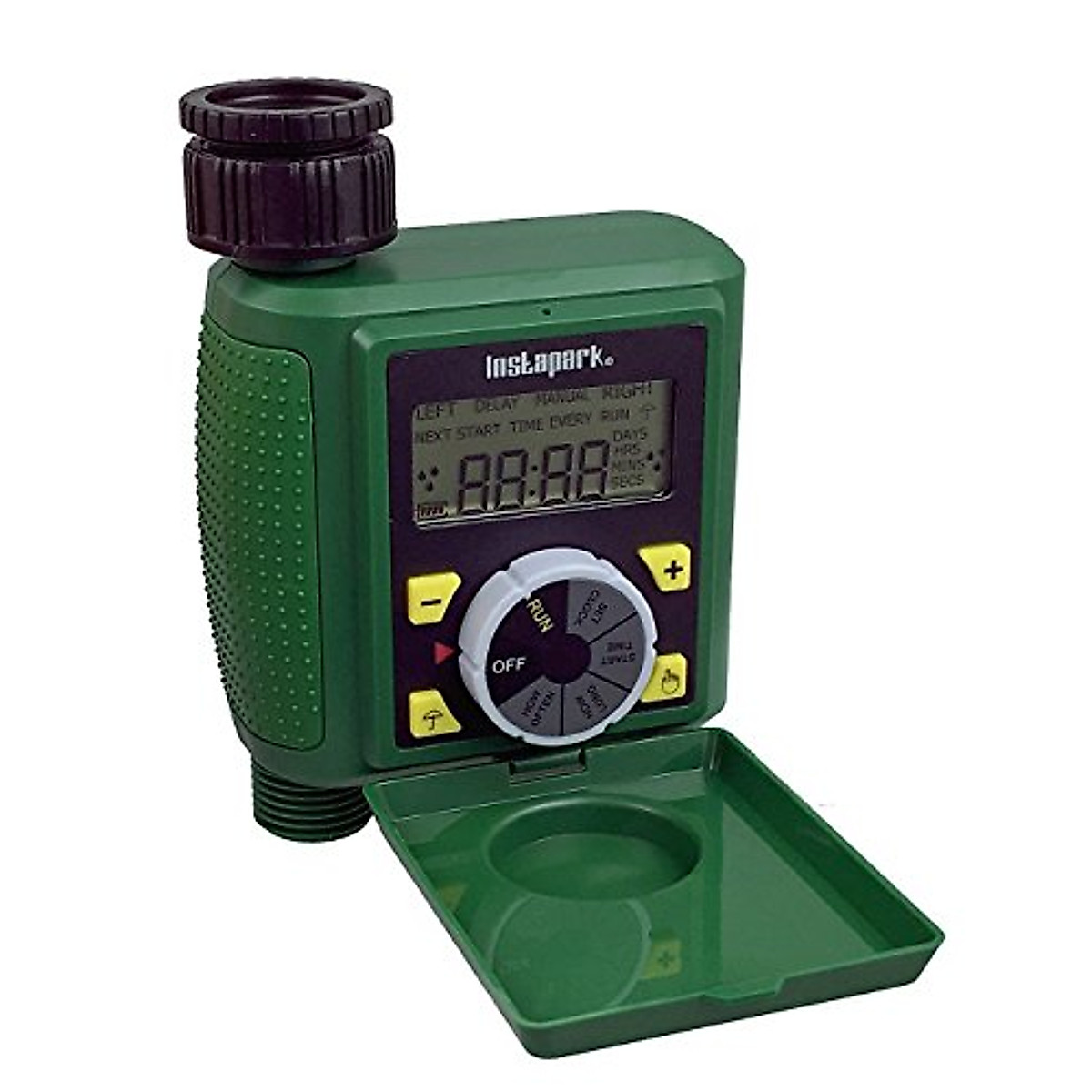 Instapark PWT-07 Outdoor Waterproof Digital Programmable Single Outlet Automatic On Off Water Faucet Hose Timer with Rain Delay and Manual Control