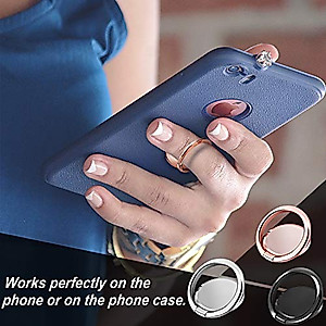 Rngeo Finger Ring Stand & Magnetic Mount Set, Pack of 4 Universal Thin 360 Degree Rotation Phone Rings & Air Vent Cell Phone Holder for Car, Compatible with All iPhone & Android Smartphones