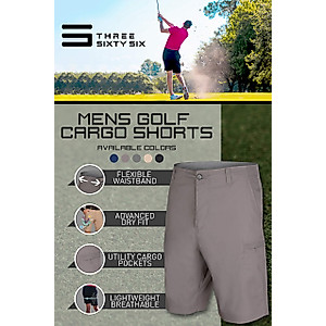 Cargo Golf Shorts for Men - Dry Fit, Large Pockets, Lightweight, Moisture Wicking, 4-Way Stretch