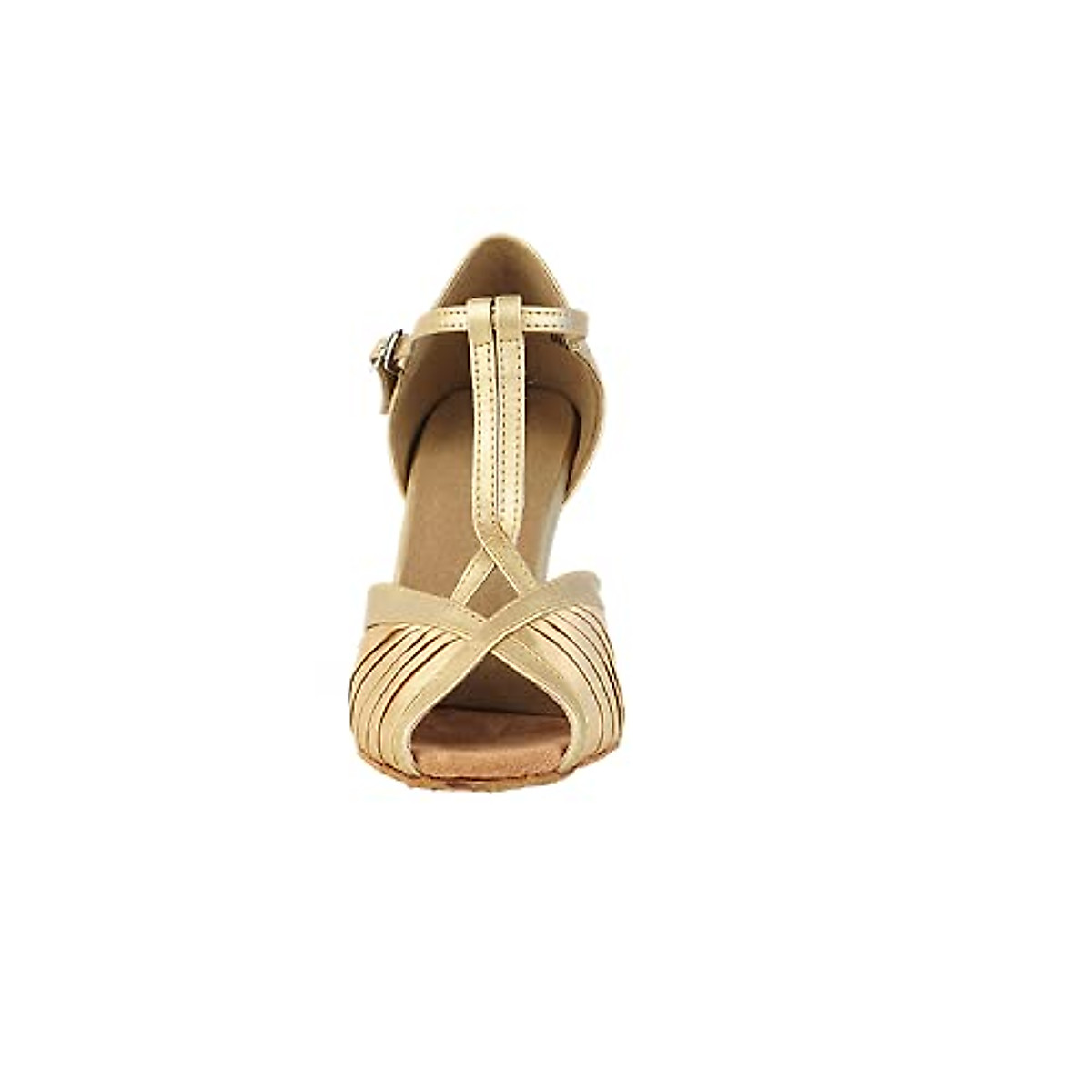 Very Fine Ladies Ballroom Dance Shoes Classic 2707-3" Heel and one Pair of Heel Protectors (Light Brown Satin & Light Gold, Numeric_6)