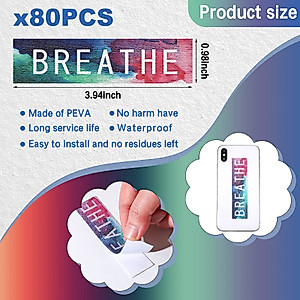 80 Pcs Anxiety Sensory Stickers with Inspirational Quotes Calm Textured Strips Relief Mental Health Stickers School Office Adhesive Sensory Tape Anti Stress Toys for Adults Teens (Watercolor)