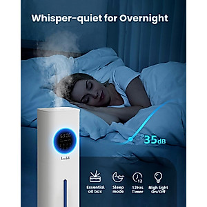 Warm and Cool Mist Humidifiers for Bedroom Home, 2.1gal Quiet Humidifier for Large Room up to 500 ft with Customized Humidity, Night Light, Easy Top Fill, 12H Timer, Essential Oil, Child Lock
