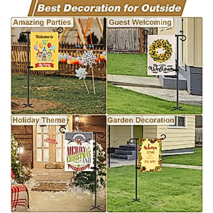 Whoonba 51 Inch Tall Garden Flag Stand Holder with 5 Prong Base, Yard Flag Pole Holder for 12x18 Outdoor Small Flag Decor with Two Spring Stoppers and a Tiger Clip, 2 Pack