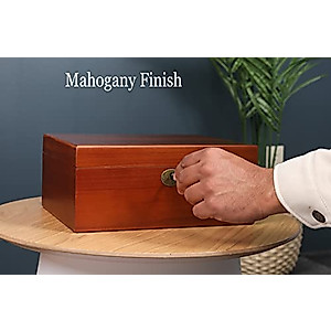 Wood Treasure, Keepsake, Memory Box - Large, 11x8.5x5in - Acacia Hardwood Keepsake and Personal Storage Box with Hinged Locking Lid.