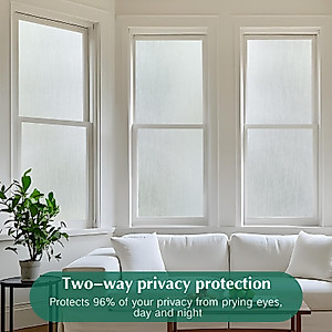Coavas Window Privacy Film Static Cling, Non-Adhesive Removable Privacy Window Film, Frosted Glass UV Blocking Window Tint for Home, Office, Bathroom (Silver 17.5 x 78.7 in)
