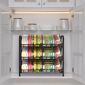 Can Rack Organizer, Can Storage Rack, Can Organizers and Storage for Pantry, Stackable Can Storage Dispenser for Kitchen Pantry Cabinet, Black