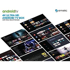 4K Ultra HD Android TV Box with Google Assistant Remote Streaming Media Player Chromecast Built-in 8GB Storage