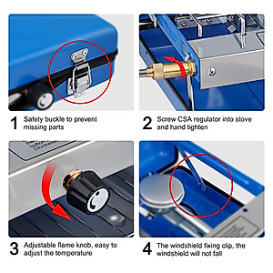 Camplux Camping Stove 20,400 BTU, 1 Grill & 2 Burners Propane Stove for Outdoor Cooking