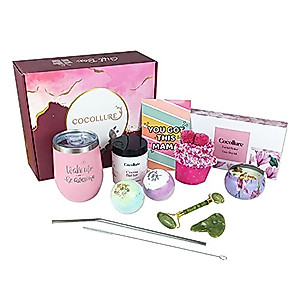 New Mom Gifts Ideas - Best Relaxing Spa Gift Bath Box Set for Women - Pregnancy New Mom Care Package - Unique Present Idea for First Time Mom Expecting Mother - Baby Shower Basket