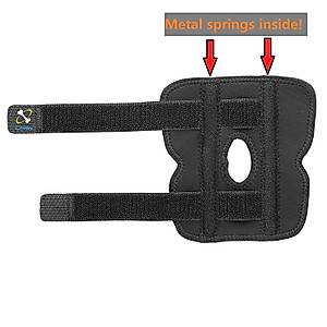 Coodeo Powerful Dog Canine Rear Leg Hock Joint Brace with Metal Spring Strips, Strengthen Support Dog Back Leg Compression Wrap, Help Dogs with Injuries, Sprains, Arthritis, Rheumatism Walk (S, Black)