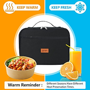 ZPP Unisex Lunch Box for Men and Women, Durable Soft Bag, Freezable, Reusable, Waterproof, 11.4"L x 7.8"W x 4"H, Black