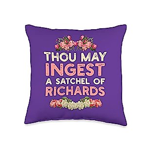 Thou may ingest a satchel of Richards vintage Vintage Thou May ingest a Satchel of Richards Throw Pillow, 16x16, Multicolor