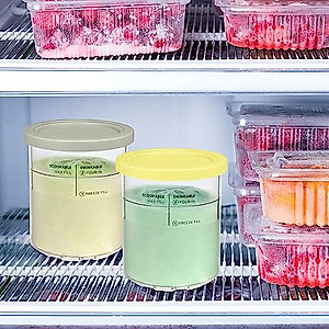 FIRJOY 24 oz. Containers | Extra Replacement Pints and Lids for Ninja Creami Deluxe - Compatible with NC501, NC500 Series (2 Pack - Grey, Yellow)