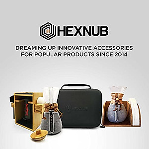 HEXNUB – Compact Bamboo Organizer for AeroPress, Caddy Station Holds AeroPress Coffee Maker, Filters, Cups, Pour Over Accessories With Silicone Dripper Mat, Increased Space Saving (Black)