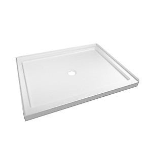DeerValley DV-1SB0107 48"L X 30"W Shower Base in White with Single Threshold and Center Drain, Center Drain Location, Small Rectangle Acrylic Shower Pan, Non-slip Design
