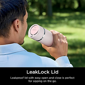 Ninja, Travel Mug, Sip Perfect 16oz, Brings Hot Drinks to Sippable Temperature in Minutes, Stainless Steel, Leak Proof, Dishwasher Safe, Metal, Insulated Tumbler, Rose Quartz, DW1603PK