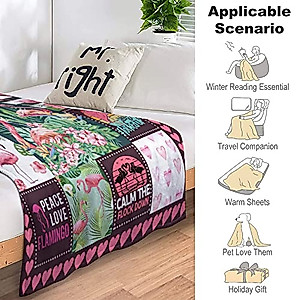 Custom Name Flamingo Blanket Gifts, 80"x60" Pink Flamingo Throw Blankets for Girls Women, Personalized Soft Plush Fuzzy Blanket, Gifts for Flamingo Lovers, All Season Throw Blanket for Sofa Bed Couch