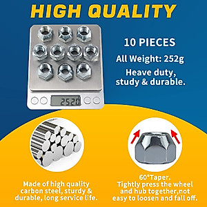 GREPSPUD 10pcs 1/2''-20 Trailer Lug Nuts, Wheel 509 Lug Nut Hub Tire Nuts Open End Acorn Nut for Dexter EZ Lube Trailer Camper RV 1/2" Studs, Zinc Plated