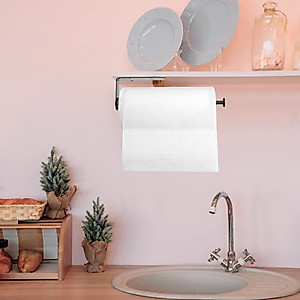 CYY Paper Towel Holder, Single Hand Operable Paper Towel Holder Under Cabinet with Damping Effect Adhesive Wall Mount Paper Towel Holder for Bathroom Kitchen Black