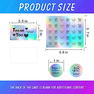 KIUKIUO 1020 PCS Thank You Cards and Stickers Set, Include 120 Thank You Holographic Business Card 900 Thank You Thank You for Supporting My Small Business Holographic Stickers