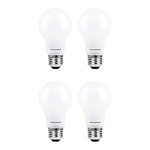 SYLVANIA LED A19 Light Bulb, 100W Equivalent, Efficient 16W, Dimmable, 1600 Lumens, Frosted, 5000K, Daylight - 4 Pack (40739)