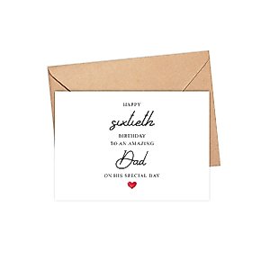 60th Dad Card - Happy Sixtieth Birthday To An Amazing Dad On His Special Day - From Daughter - From Son - Relative Card - 60th - 60