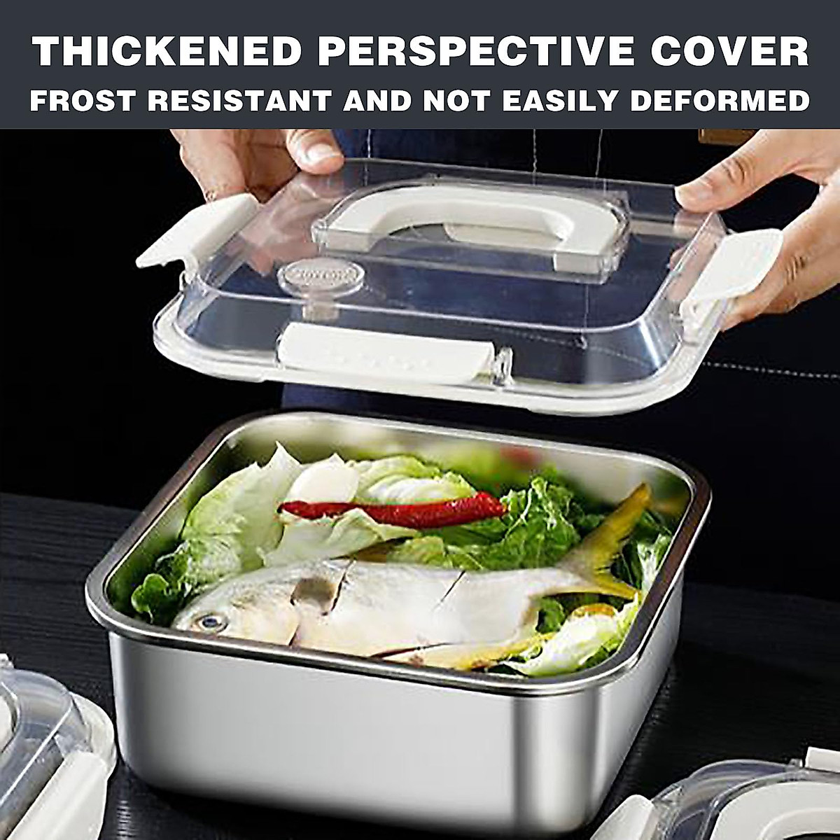 Stainless Steel Food Storage Containers with Handle Leak Proof & Airtight Lids For Kitchen,Meal Prep Lunch Box,Dishwasher Safe,Oven/Freezer/Microwave,Meal Prep Containers Reusable & Stackable (1700ML)