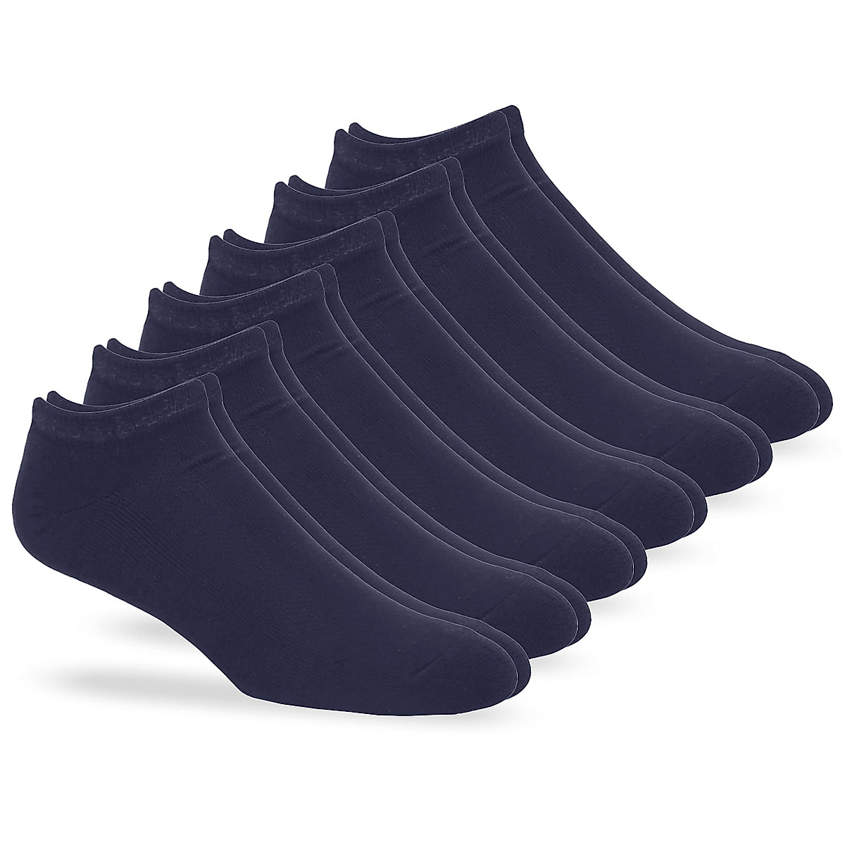 Jefferies Socks Mens Sport Low Cut Seamless Cushion Cotton Ankle Socks 6 Pair Pack (as1, alpha, x_l, regular, regular, Navy, X-Large)
