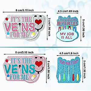 Geyee 4 Pack Nurse Badge Reel Retractable Badge Holder Funny Bling Blood Phlebotomist Badge Clips Cute Phlebotomist Nursing ID Badge Holder with Clip for Office School Hospital Nurses Teacher