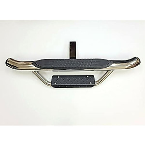 36" x 6.5" Towing Hitch Step Bar Drop Step 2" Receiver Round End Chrome Rear Bumper Guard Universal Truck Trailer