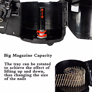 BHTOP CN45N Roofing Nailer, 15 Degree Roofing Nail Gun, 3/4-Inch to 1-3/4-Inch Coil Nails, 120-pcs Load Capacity Coil Nailer in Blue